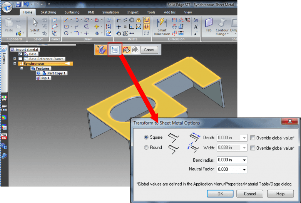 Importing Sheet Metal Solid in Solid Edge ST6 | Swoosh Technologies