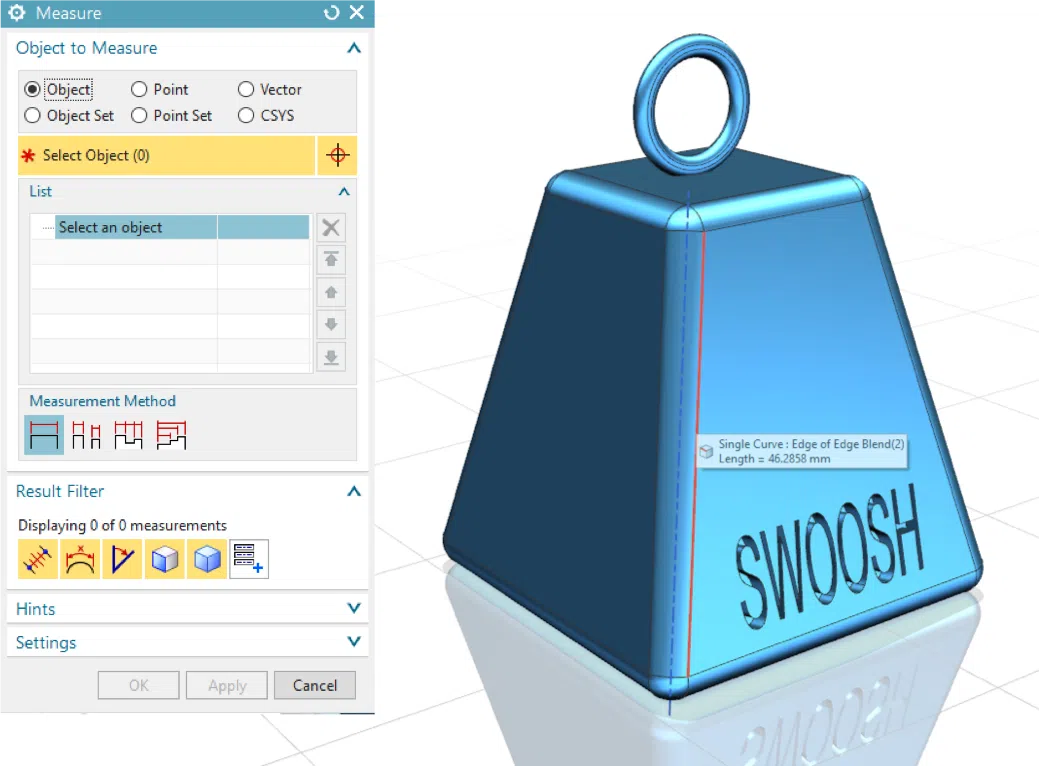How To Use The Measurement Command In Nx Siemens Nx Cad Tutorial