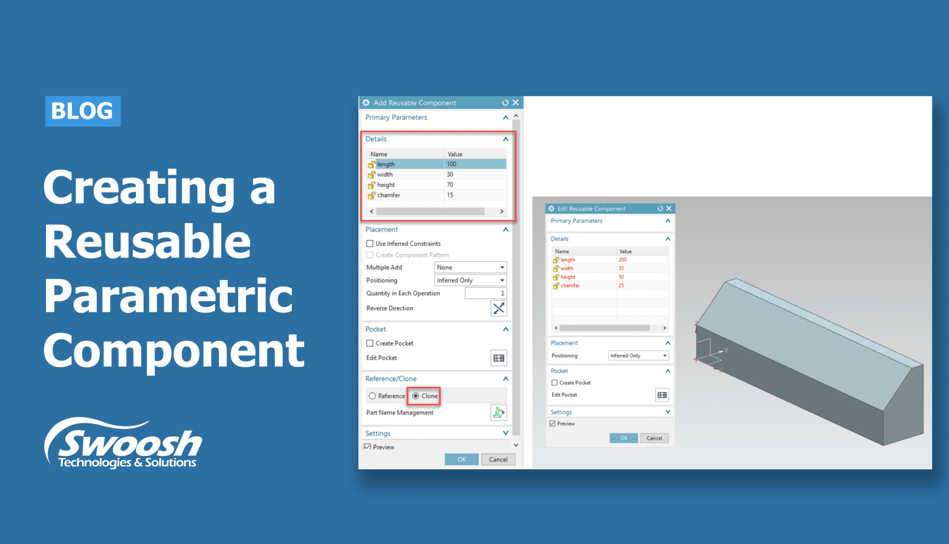 Creating a Reusable Parametric Component | Swoosh Technologies